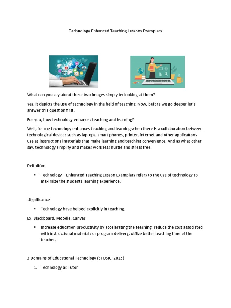 Technology Enhanced Teaching Lessons Exemplars | PDF | Teaching Method | Teachers