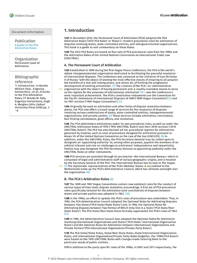 PCA Rules Commentary | PDF | Arbitration | Judiciaries
