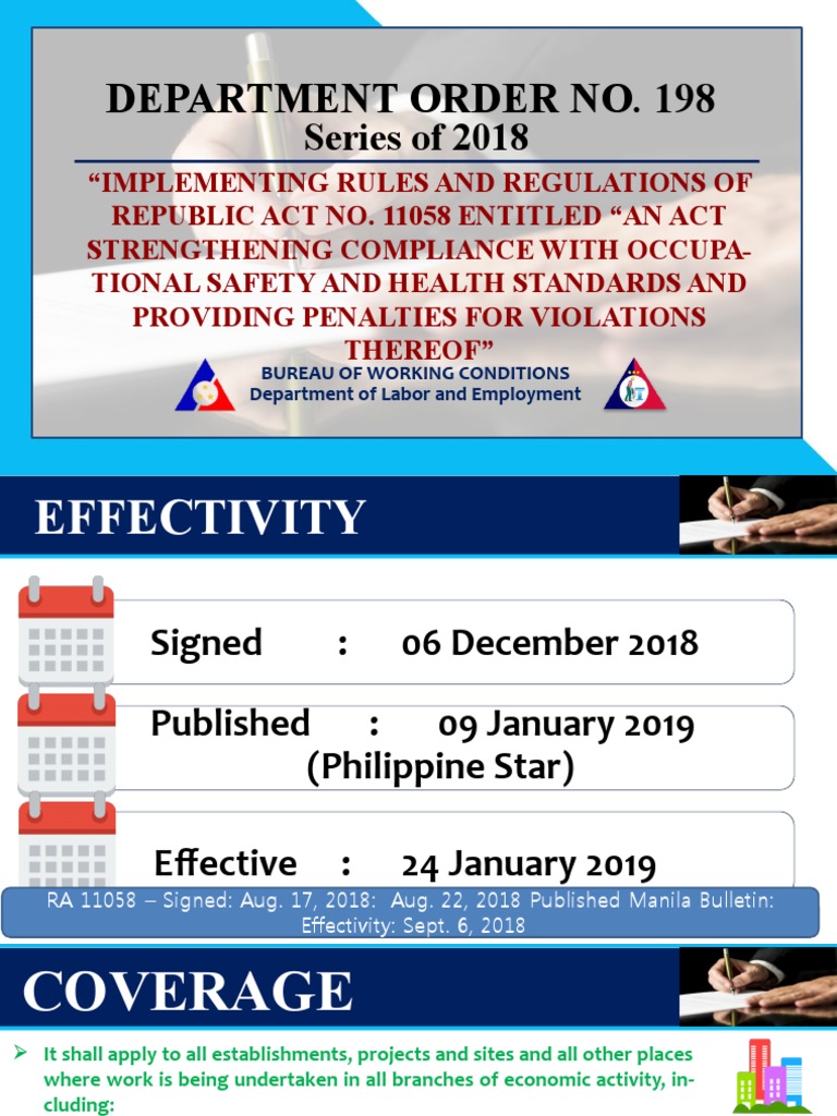 DOLE Department Order No. 198-18 Overview | PDF | Occupational Safety ...