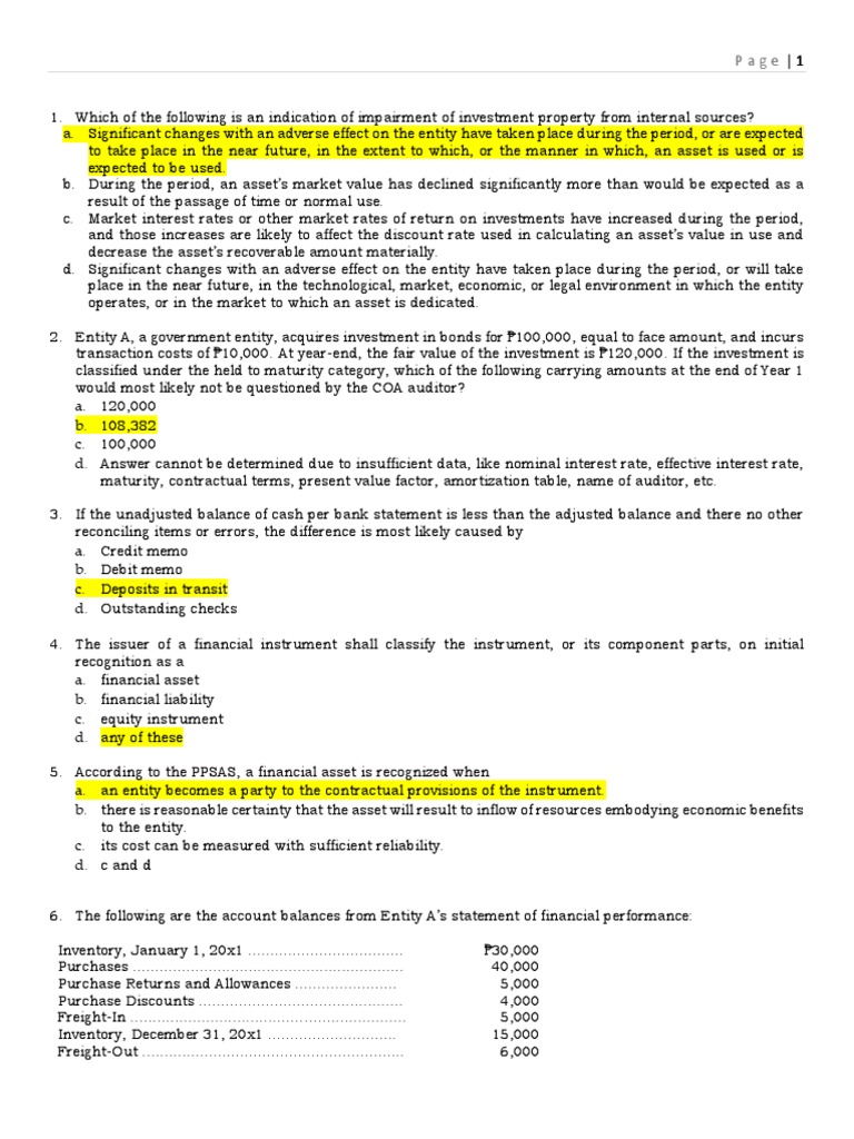 REVIEWER ACC111 | PDF | Fair Value | Debits And Credits