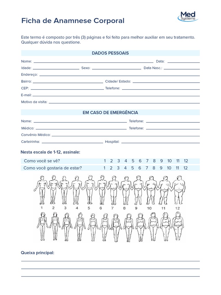 Ficha Anamnese Corporal | PDF | Pele | Hipertensão