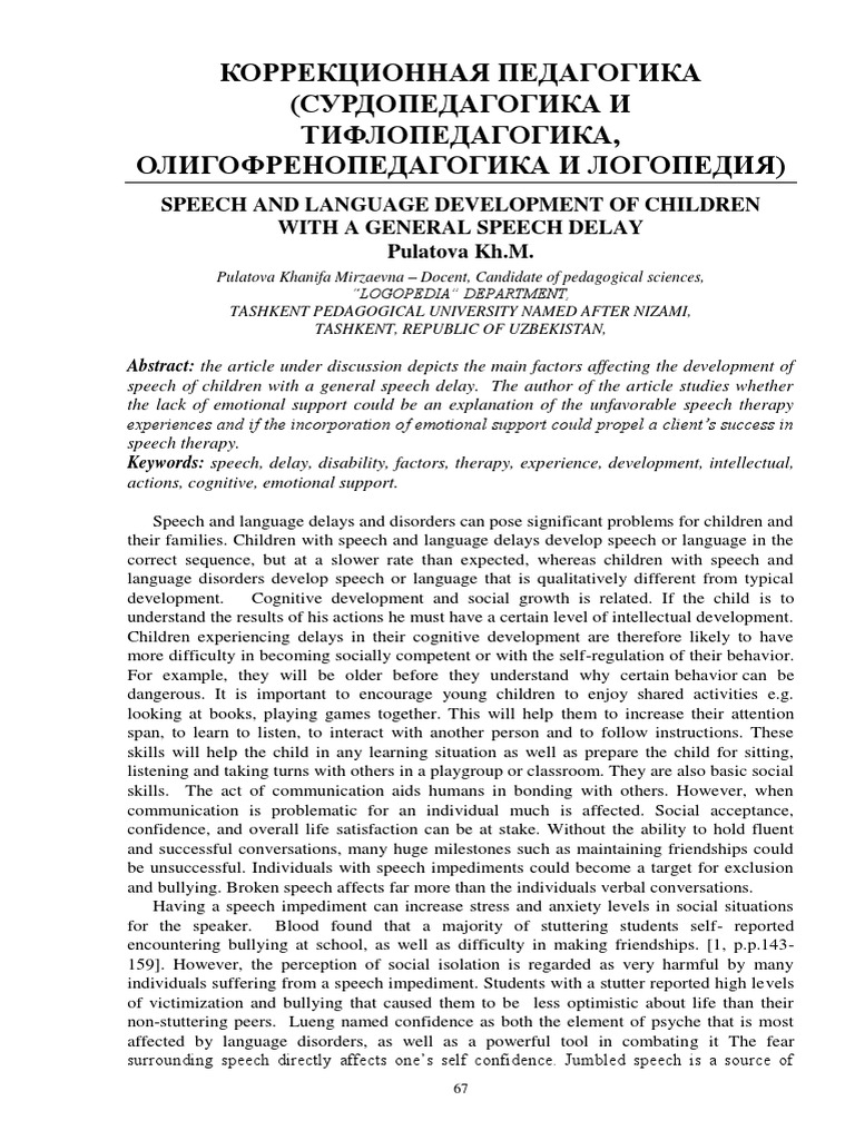 Speech and Language Development of Children With A General Speech Delay | PDF | Child ...