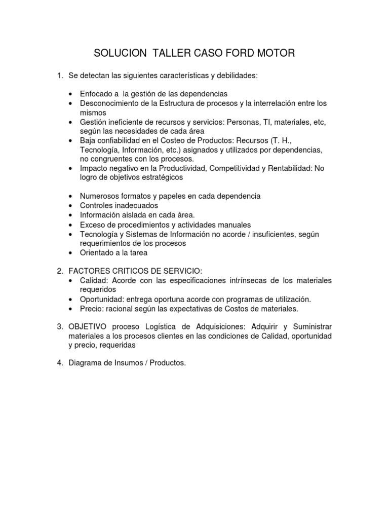 Solución FORD Completa | PDF | Logística | Calidad (comercial)