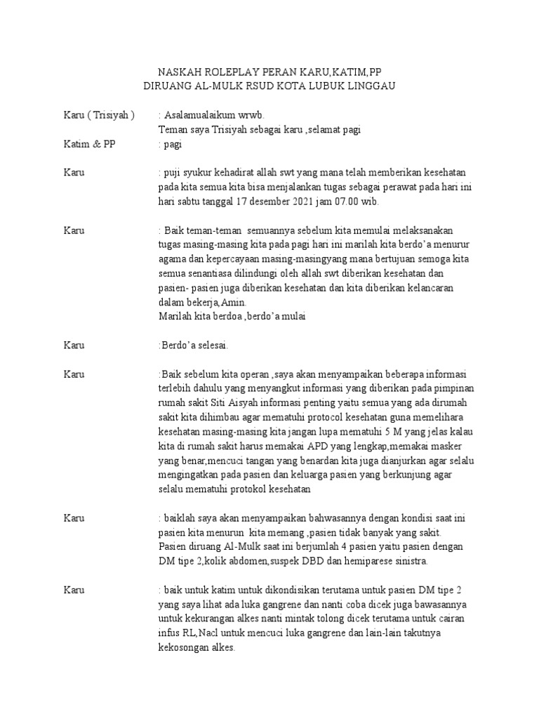 Naskah Roleplay Peran Karu, Katim, PP | PDF