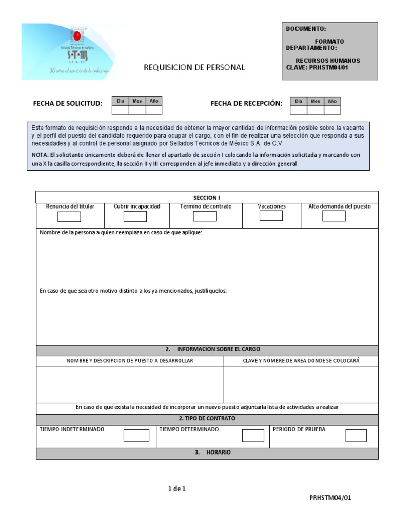 Requisicion de Personal | PDF | Gestión de recursos humanos