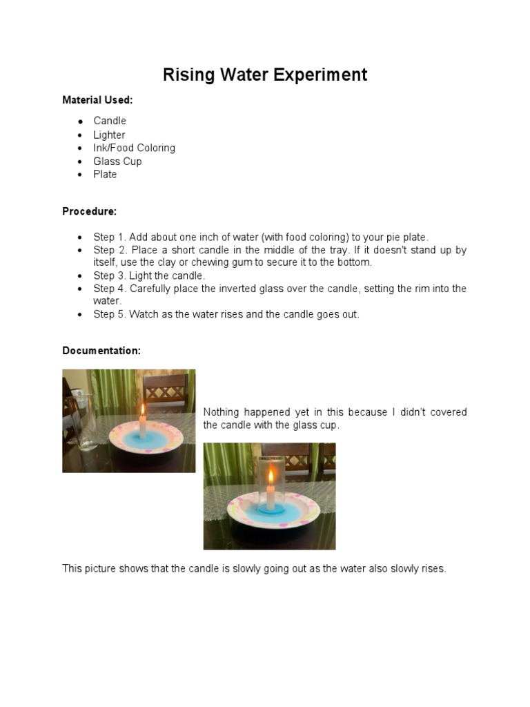 Rising Water Experiment | PDF