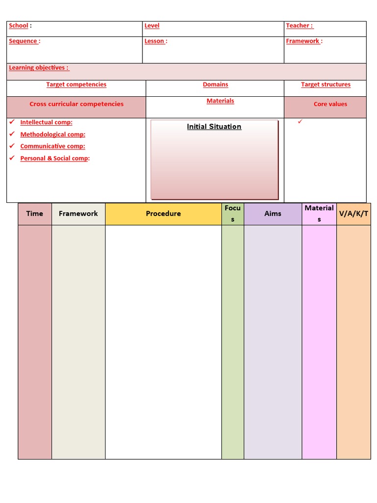 Empty Lesson Plan | PDF