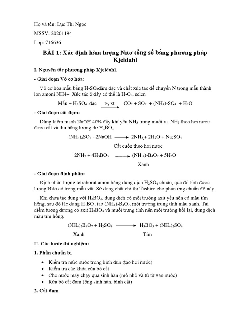 Báo Cáo TN Hóa Sinh T NG H P | PDF