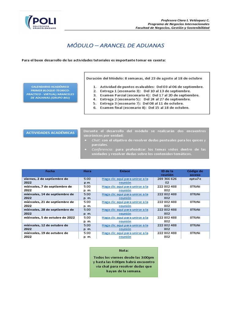 Inicio - Módulo Arancel de Aduanas | PDF