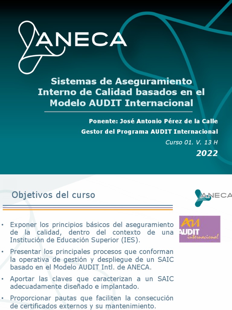 Curso 01. SAIC S - Modelo AUDIT Intl. ANECA 13 H V05.0 Marzo. 2022 | PDF | Calidad (comercial ...