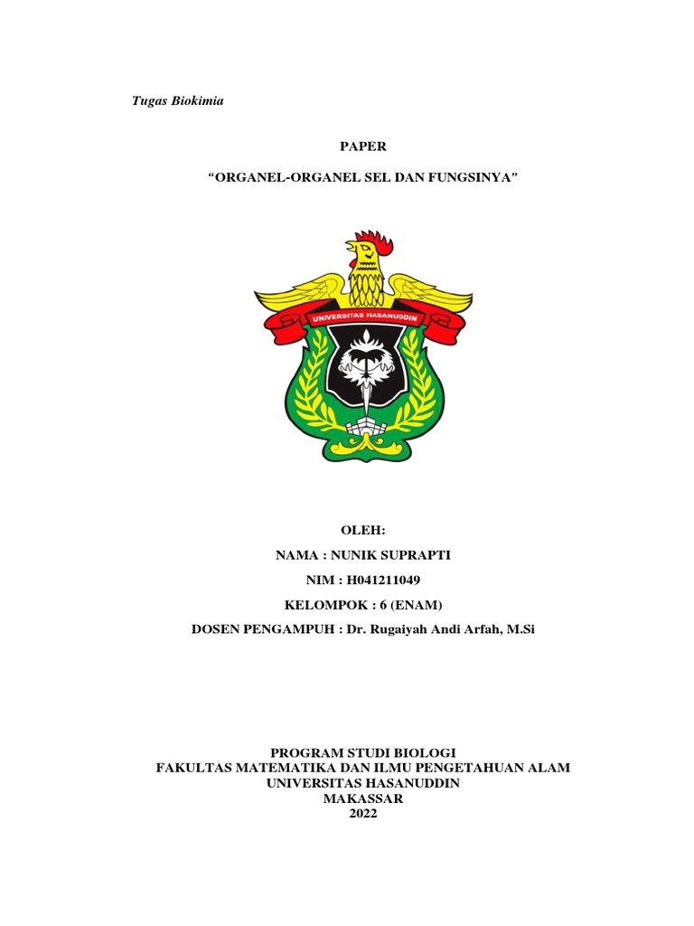 Tugas 1 BIOKIMIA - Nunik Suprapti - H041211049 | PDF | Sains & Matematika