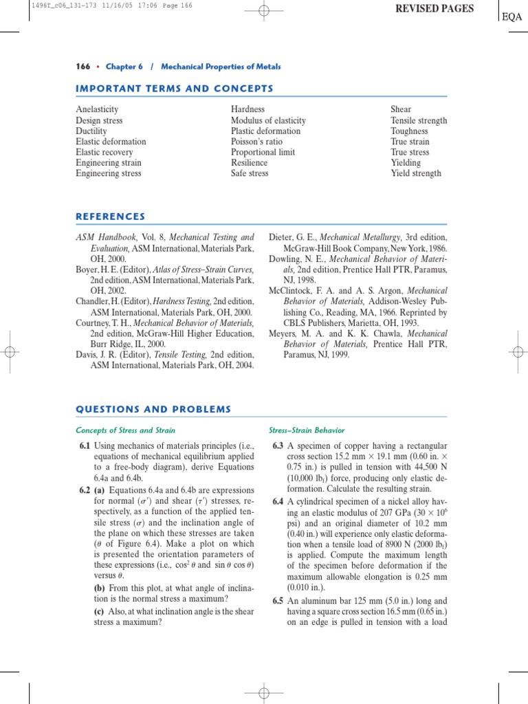 Important Terms and Concepts: Chapter 6 / Mechanical Properties of Metals | PDF | Deformation ...