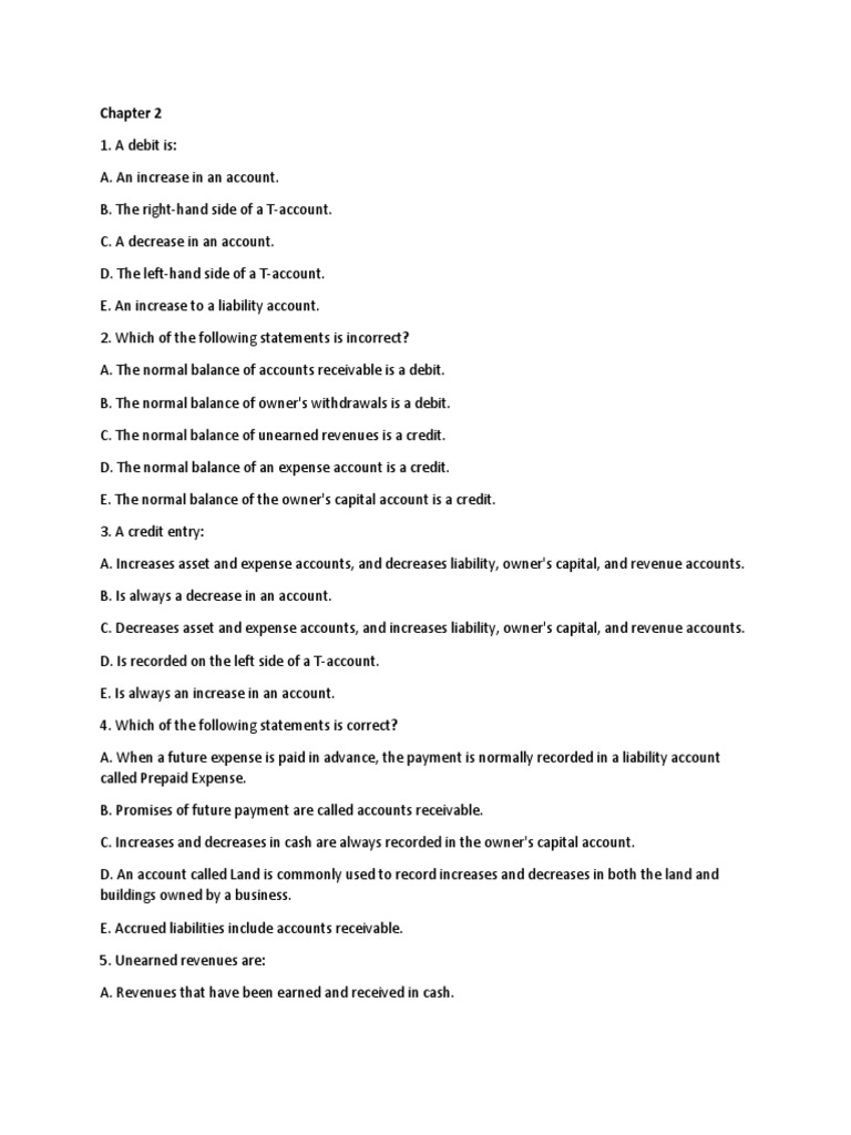 Chapter 01 02 Selected MCQs | PDF | Debits And Credits | Equity (Finance)