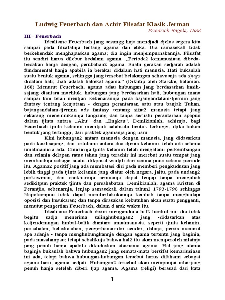 Ludwig Feuerbach Dan Achir Filsafat Klasik Jerman Feurbach | PDF