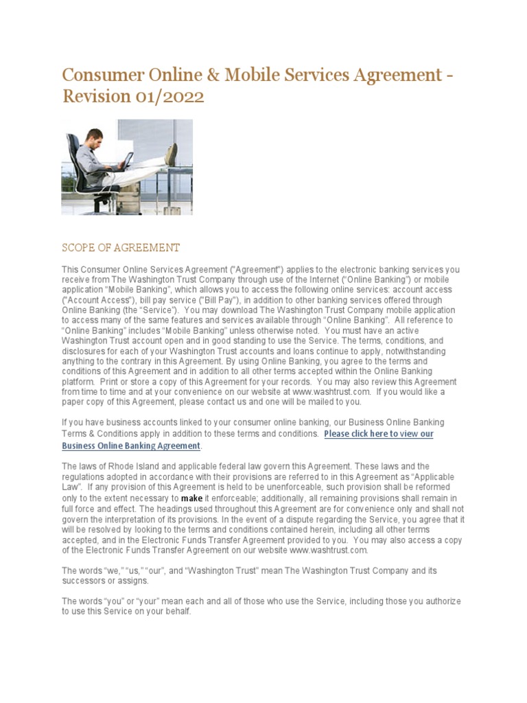 Consumer Online Services Agreement | PDF | Payments | Cheque