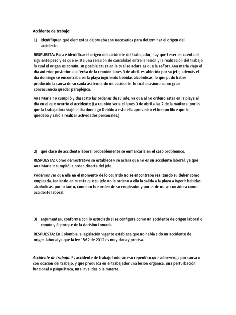 Accidente de Trabajo Caso 1 y 2 | PDF | Ciencias de la Salud