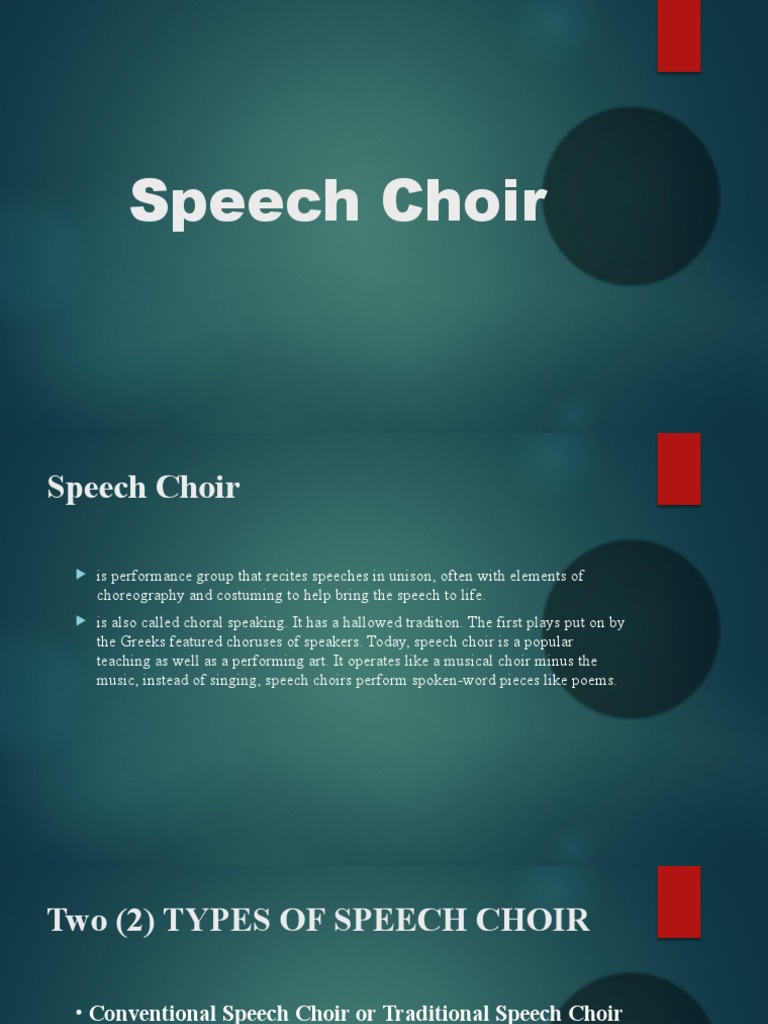Speech Choir Presentation | PDF | Choir | Human Voice
