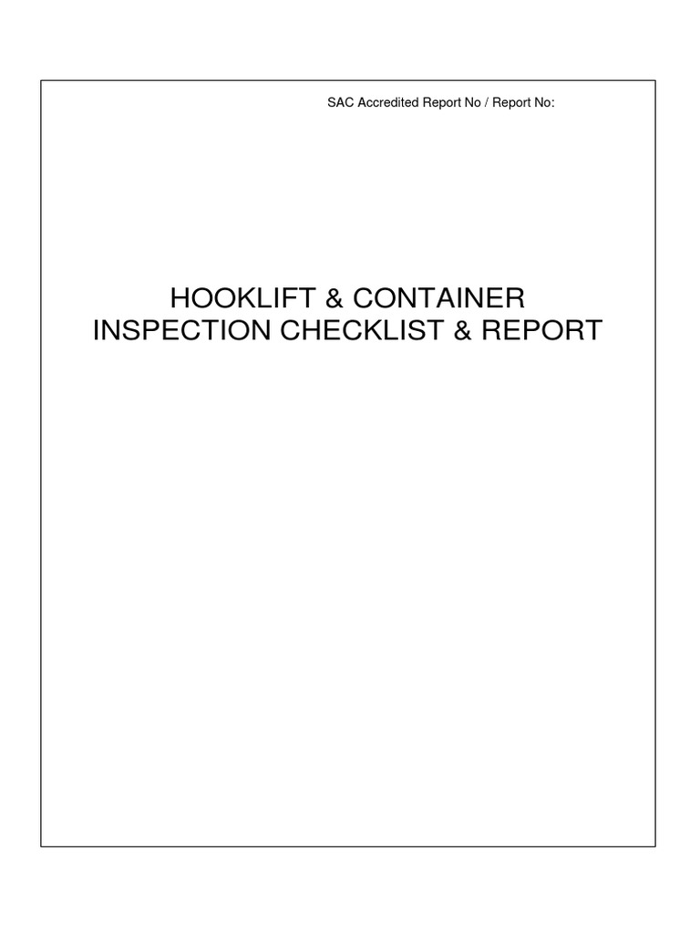 Enhanced Hooklift Container Inspection Checklist and Report (2020) Dec ...