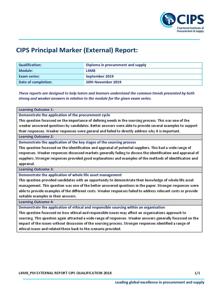 CIPS L4M8 External Report | PDF