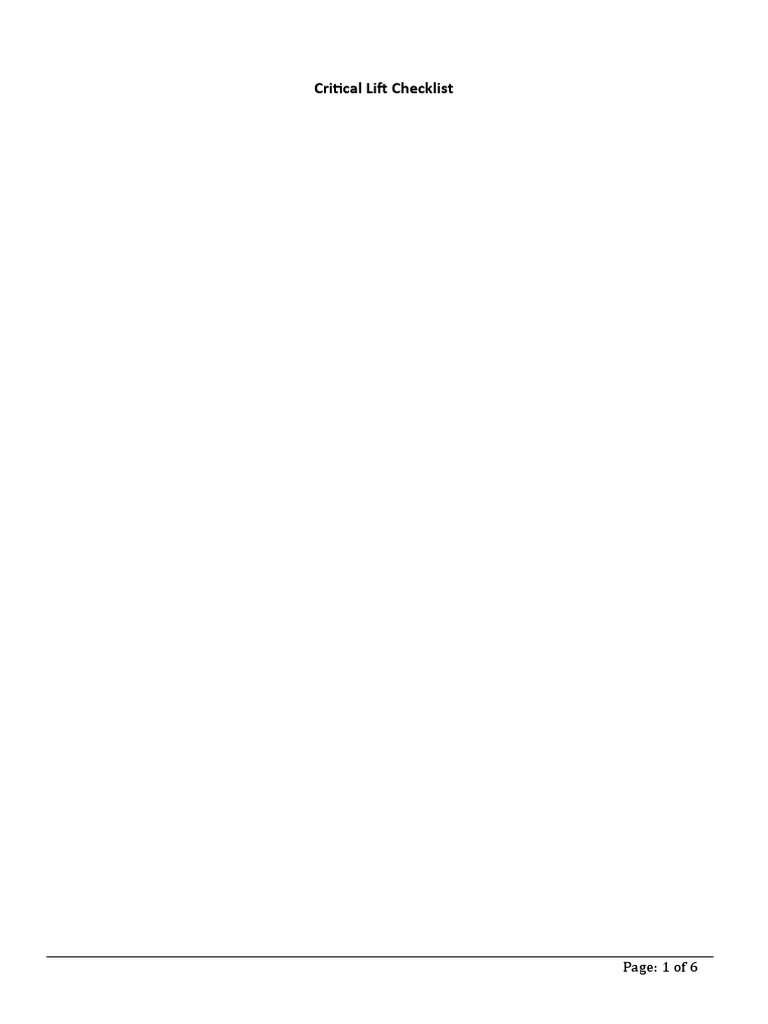 Critical Lift Checklist: Ensuring Safety Through Planning and ...