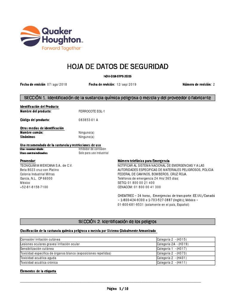 Ferrocote Egl-1 MTR 5GHS MX | PDF | Química | Especialidades Medicas