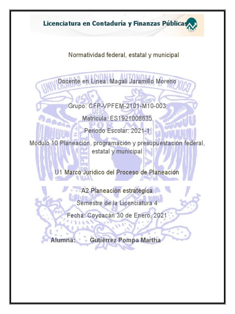 M10 U1 A2 MAGP Planeacionestrategica | PDF | Bienestar | México