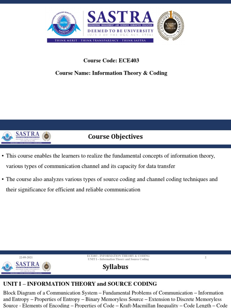 Ece403 Itc Unit 1 Ppt Notes Pdf Code Information