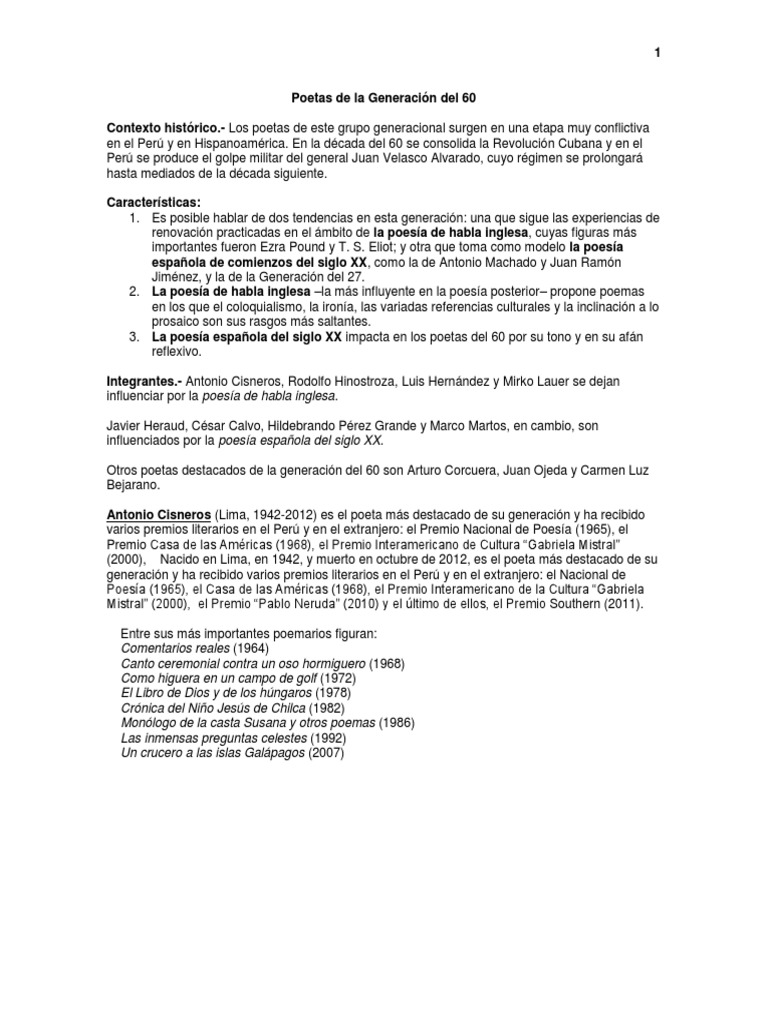 Generación Del 60 - Teoría | PDF