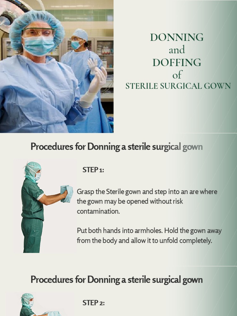 Surgical Gown Donning and Doffing Steps | PDF