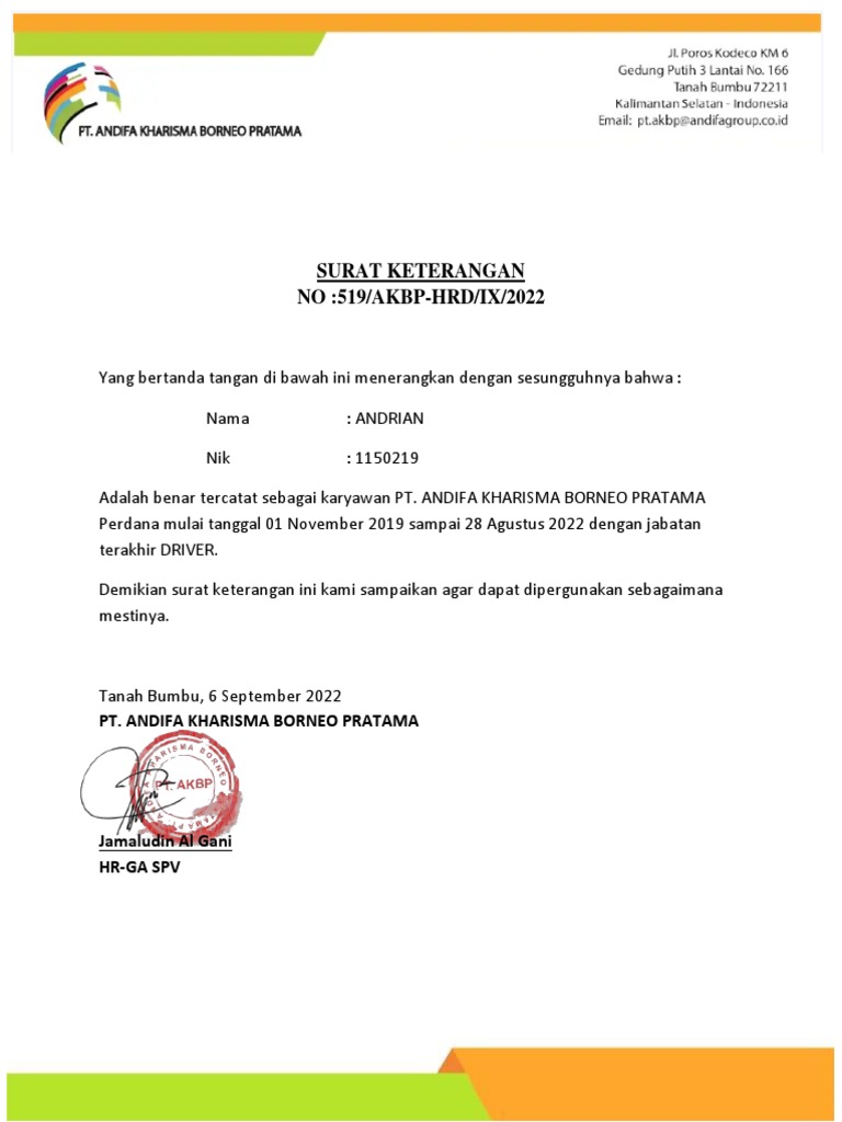 PT Andifa Karisma Borneo Pratama | PDF