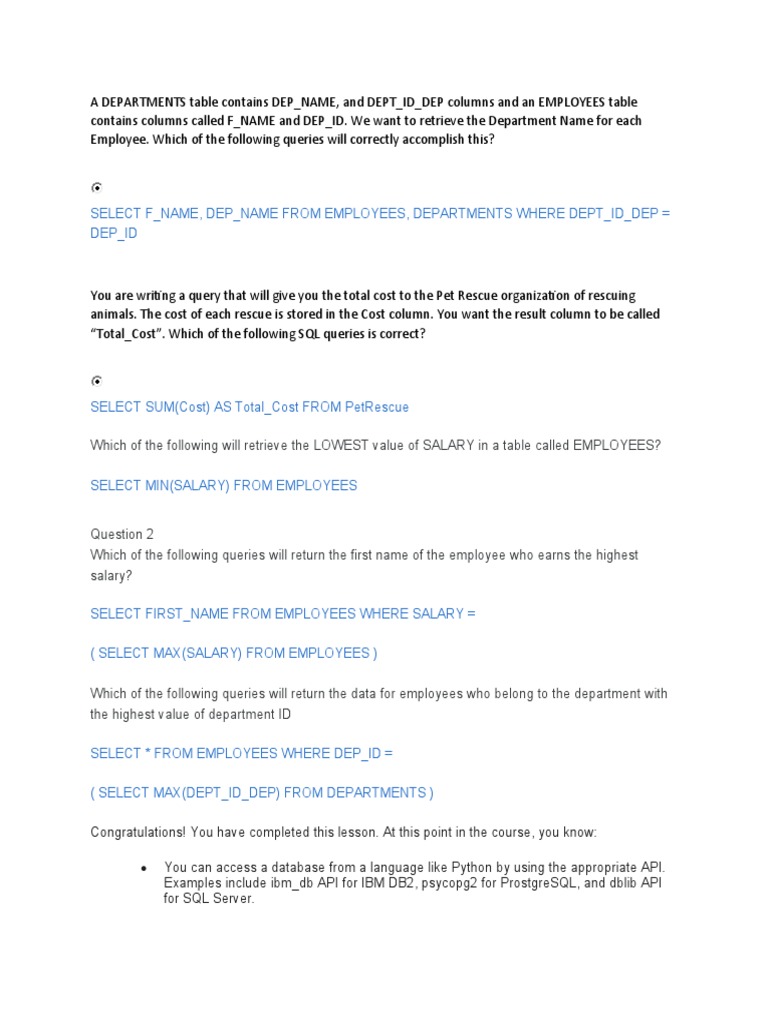 SQL | Download Free PDF | Databases | Sql
