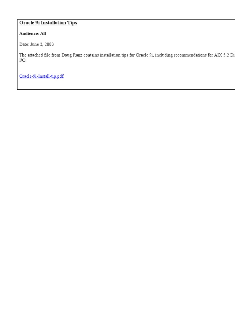 AIX Oracle 9i Installation Tips | PDF | Databases | Oracle Database