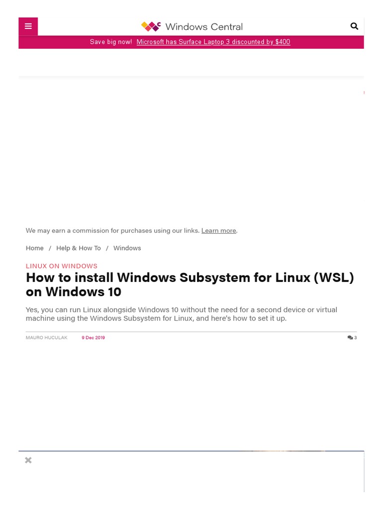 How To Install Windows Subsystem For Linux (WSL) On Windows 10 - Windows Central | PDF | Linux ...