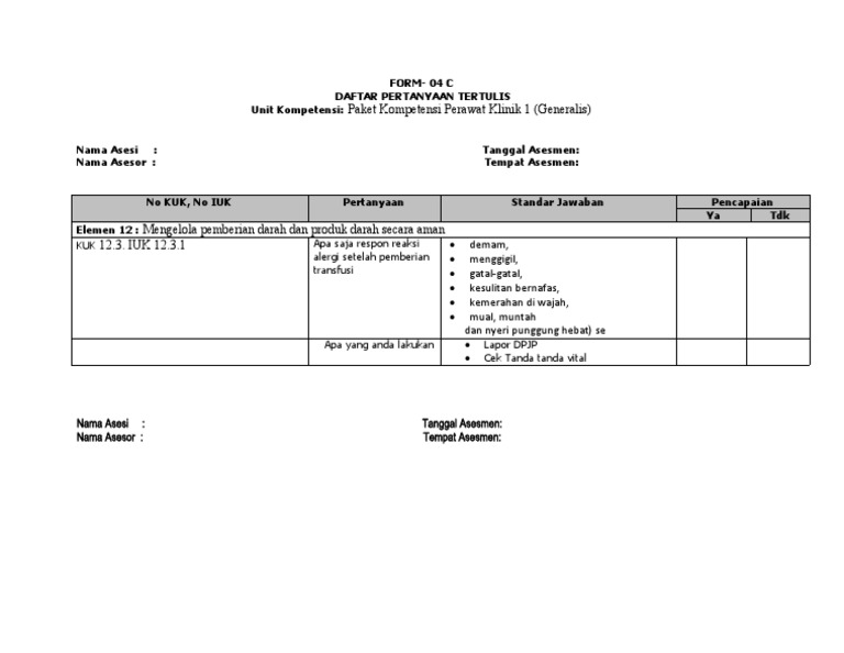 FORM-04 C (Instrumen Penilaian Tulis) Fix | PDF