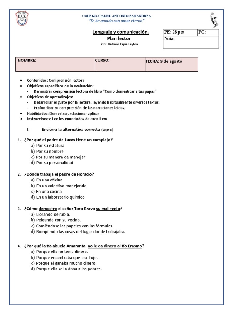 Evaluacion Como Domesticar A Tus Papas | PDF Evaluacion Como Domesticar A Tus Papas | PDF