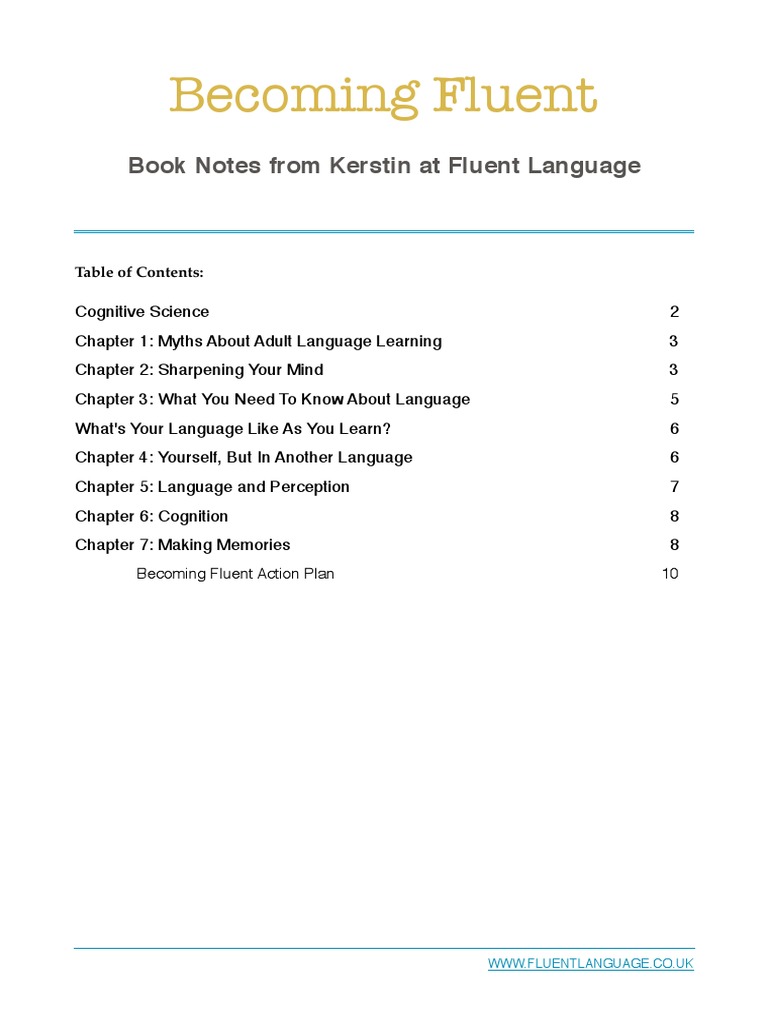 Becoming Fluent Book Notes | PDF | Fluency | Second Language