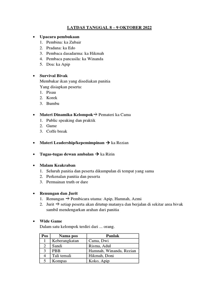 Progres Divisi Acara | PDF