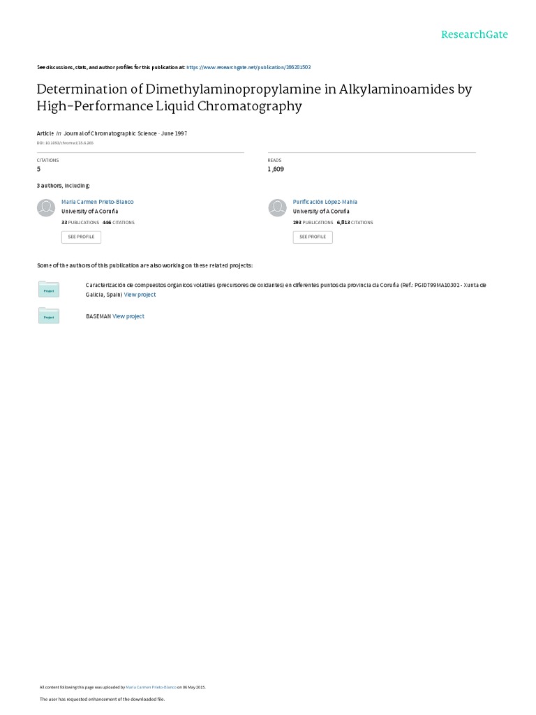 Determination of Dimethylaminopropylamine in Alkyl | PDF | High ...