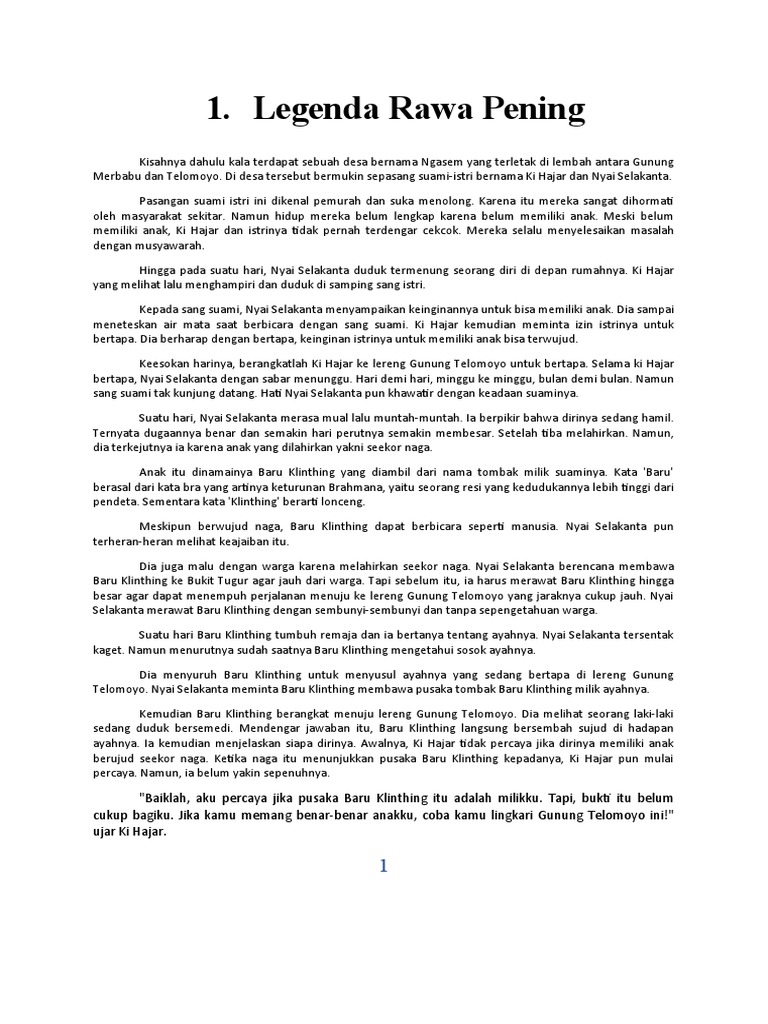 Legenda Rawa Pening Pdf