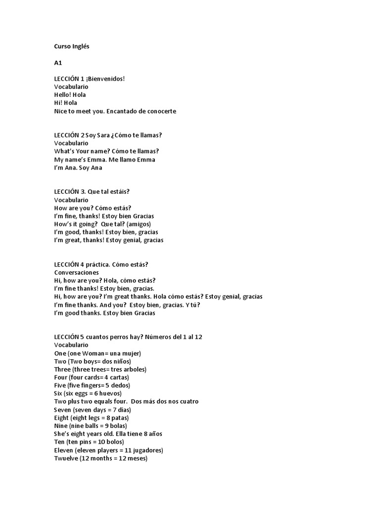 A1 Ingles | PDF