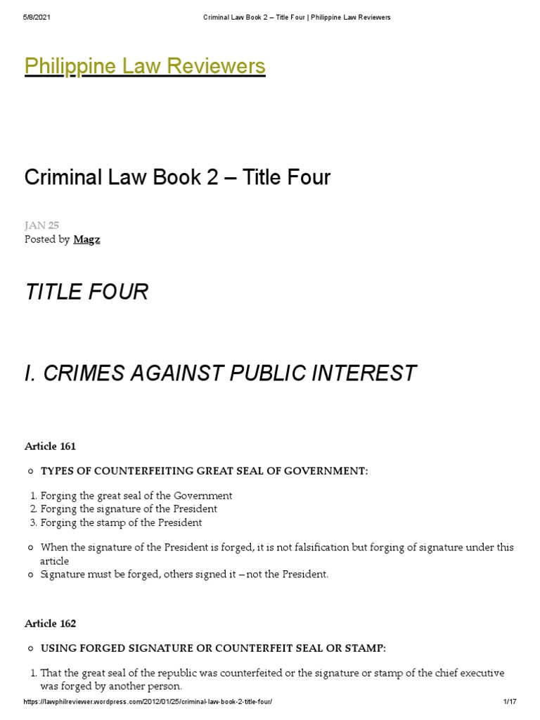 Crimes Against Public Interest | PDF | Perjury | Forgery