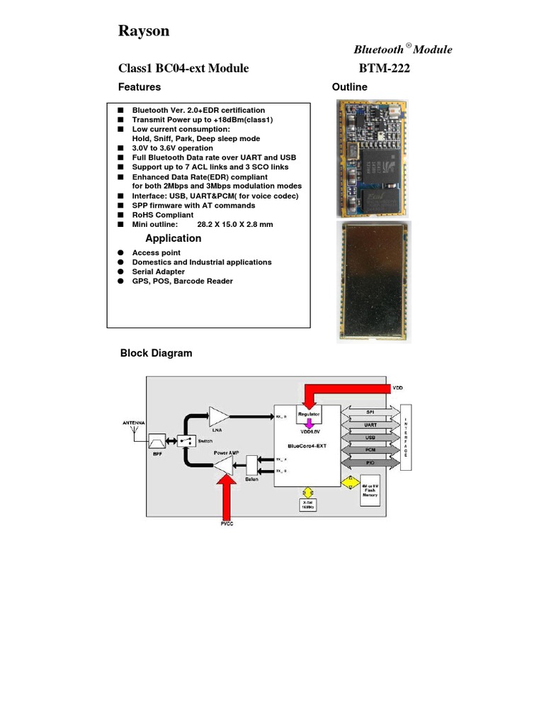 btm222_datasheet | PDF | Bluetooth | Usb