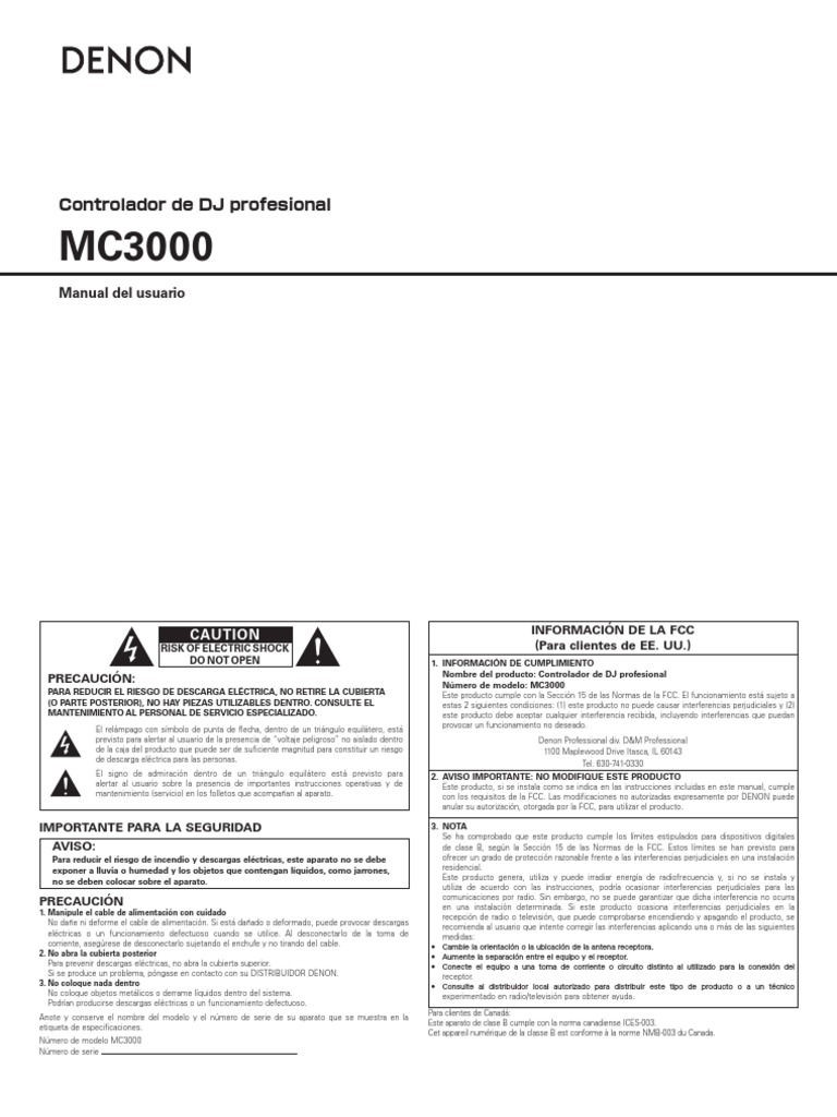 Controlador de DJ Profesional MC3000. Manual Del Usuario | PDF ...
