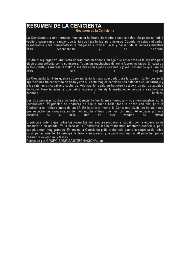 Resumen de La Cenicienta | PDF