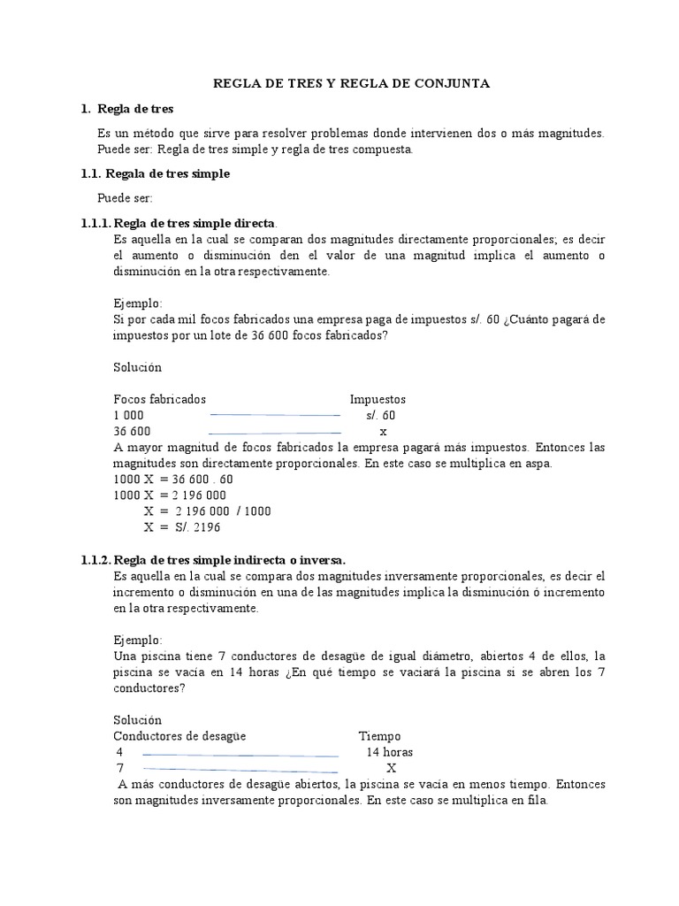 Regla de Tres y Regla de Conjunta | PDF