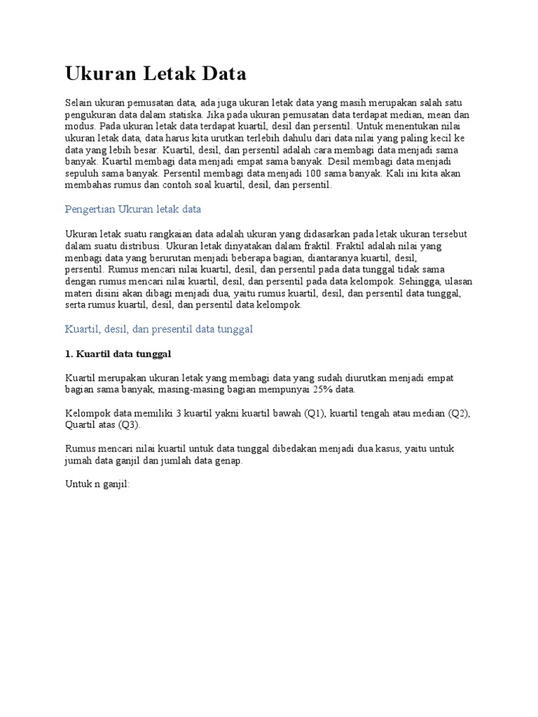 Ukuran Letak Data | PDF