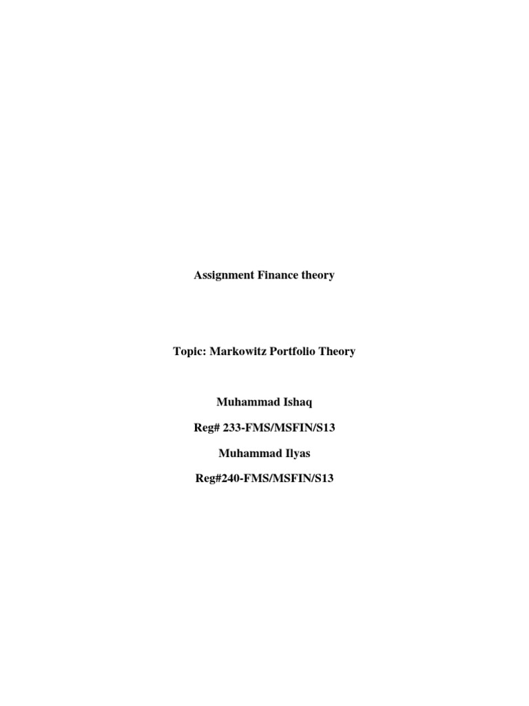 Markowitz Portpolio Theory | PDF | Modern Portfolio Theory ...