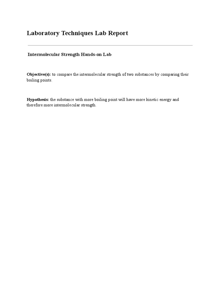 Lab 1 | PDF | Intermolecular Force | Phases Of Matter