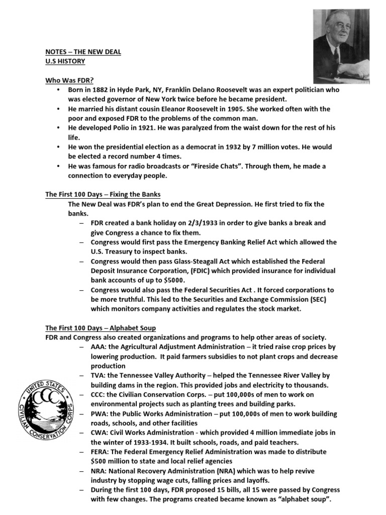New Deal Overview and Key Programs | PDF | New Deal | Franklin D. Roosevelt