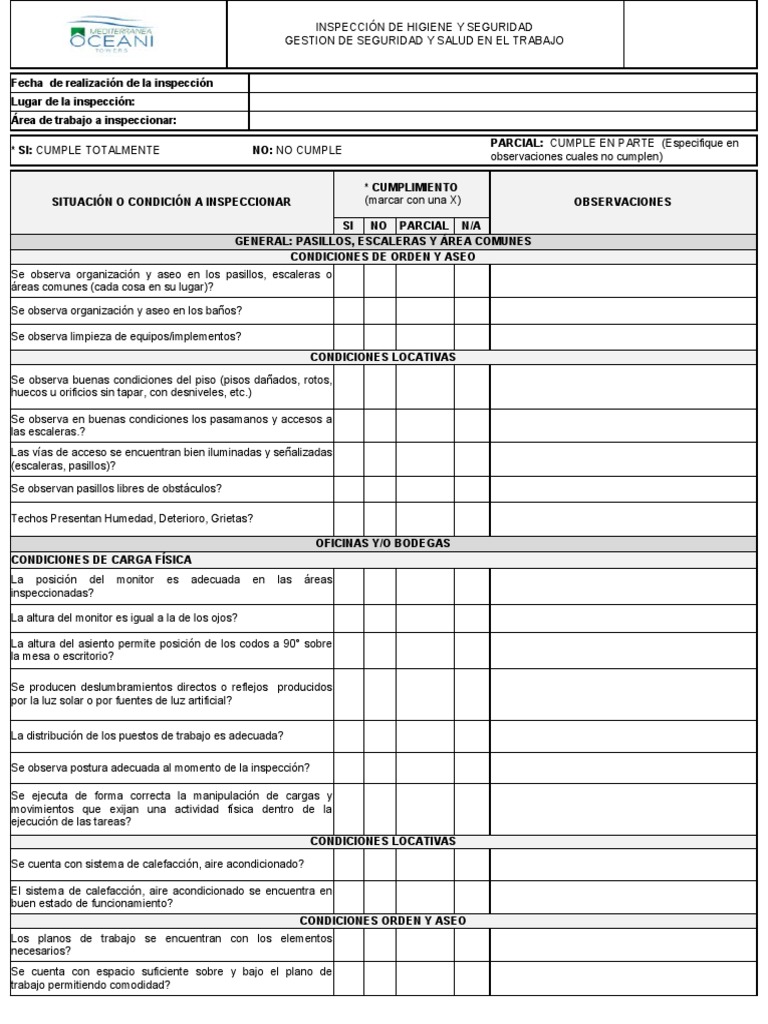 Inspección de Seguridad y Salud Laboral | PDF | Agua | Residuos